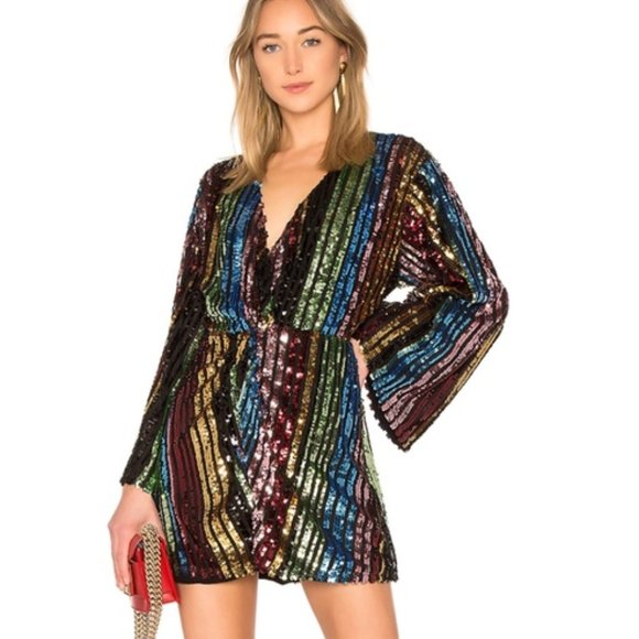LPA | Dresses | Sequin Long Sleeve Mini Dress Disco Holiday Nye Set The ...